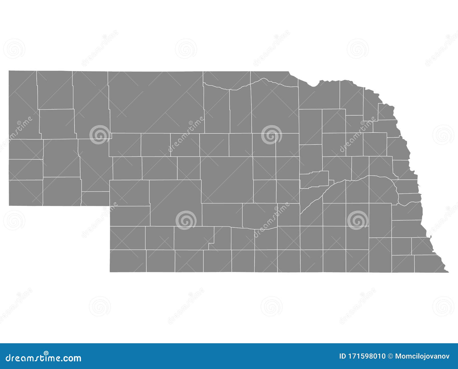 Counties Map of US State of Nebraska Stock Vector - Illustration of ...