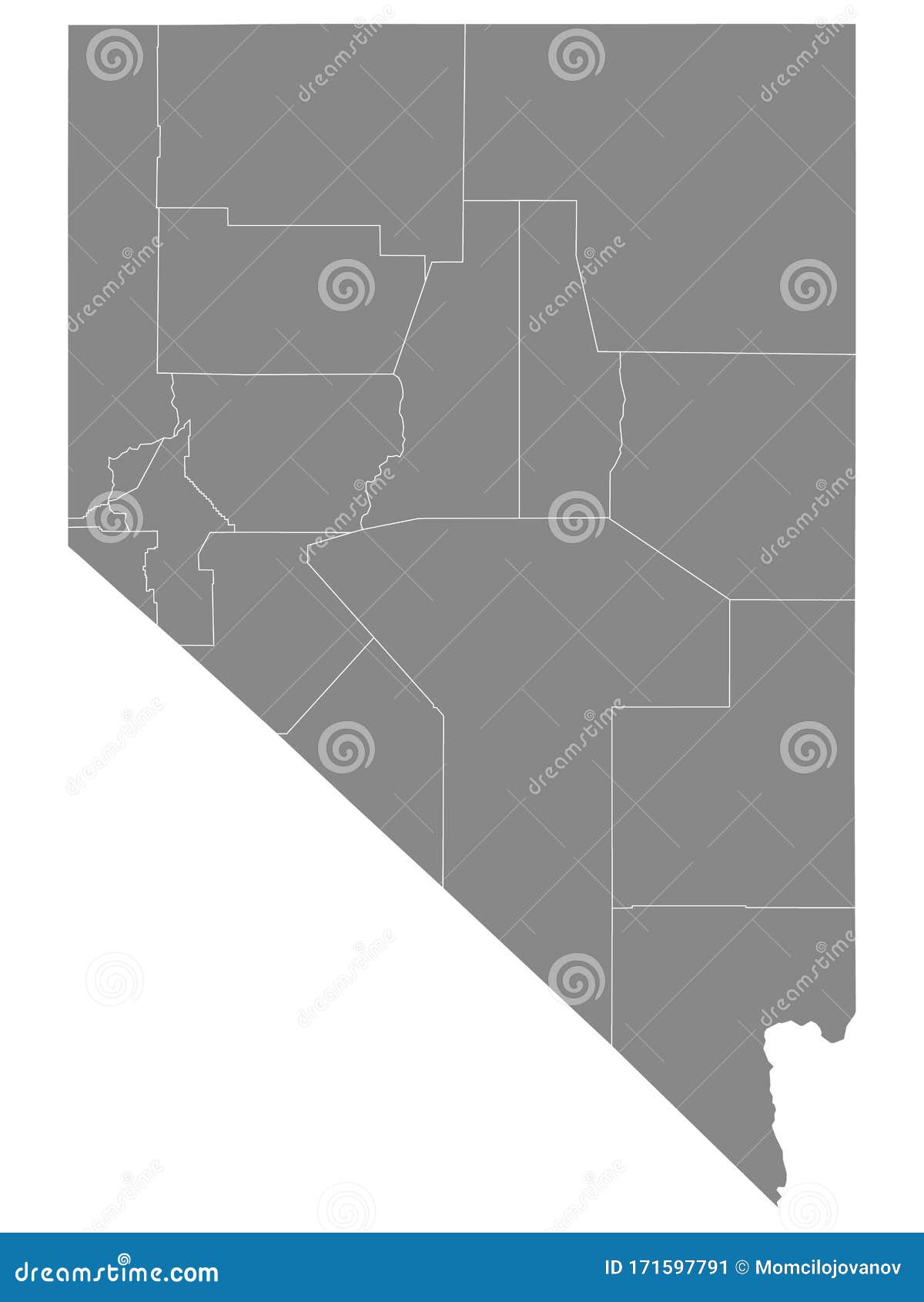 Counties Map of US State of Nevada Stock Vector - Illustration of ...