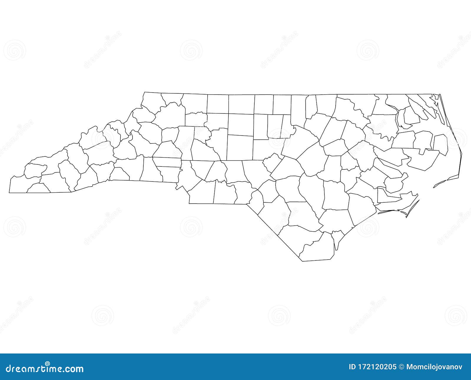 Counties Map of US State of North Carolina Stock Vector - Illustration ...