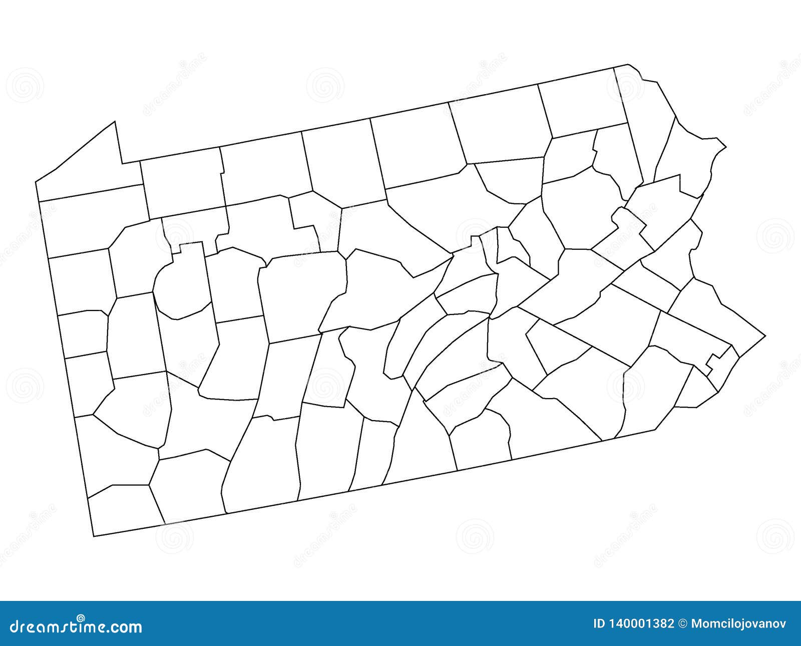 Counties Map of US State of Pennsylvania Stock Vector - Illustration of ...
