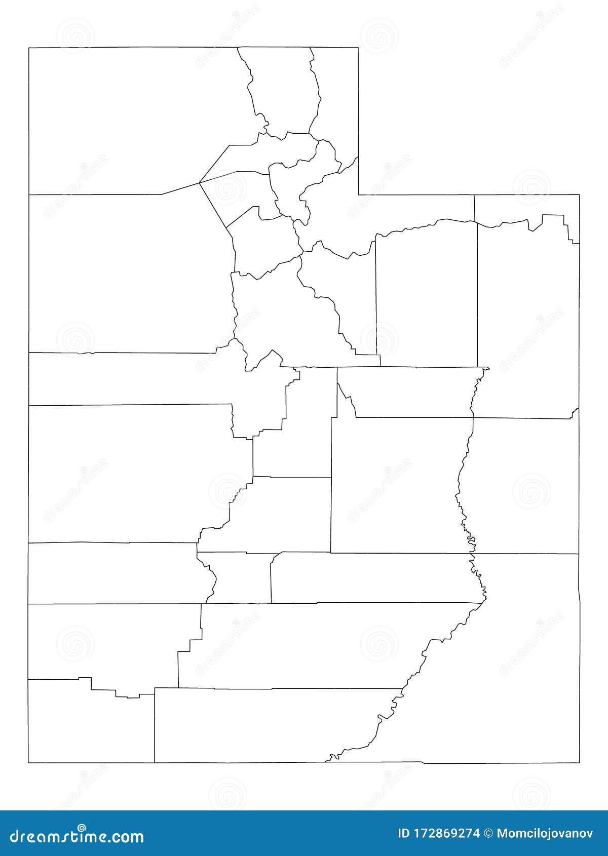 Counties Map of US State of Utah Stock Vector - Illustration of names ...