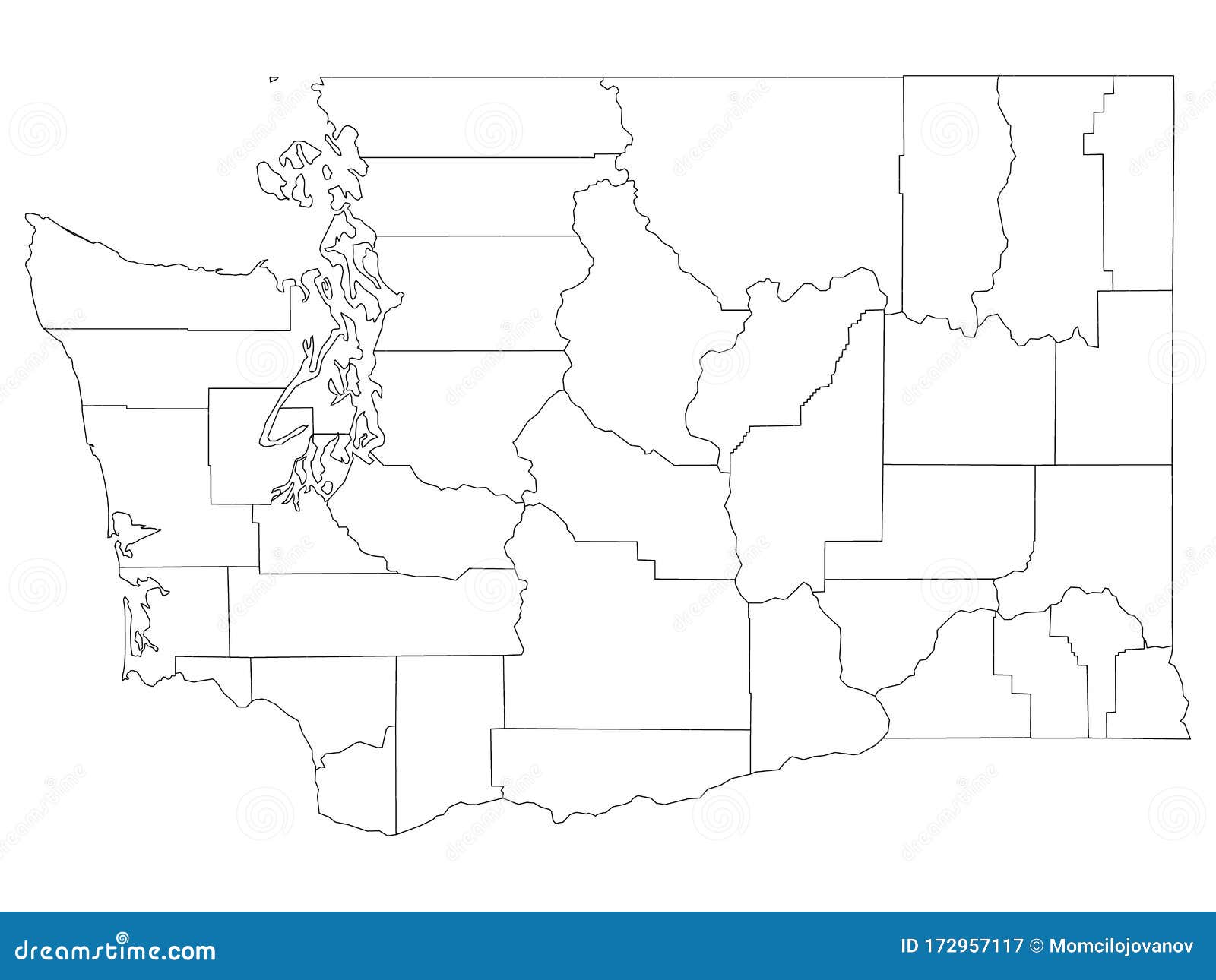 Washington WA State Map USA With Capital City Star At Olympia. Black ...