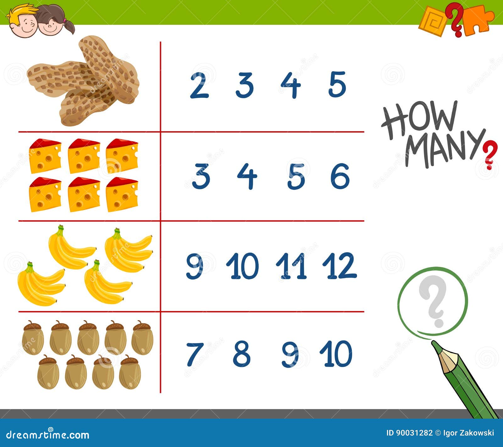 Counting Activity with Food Objects Stock Vector - Illustration of ...