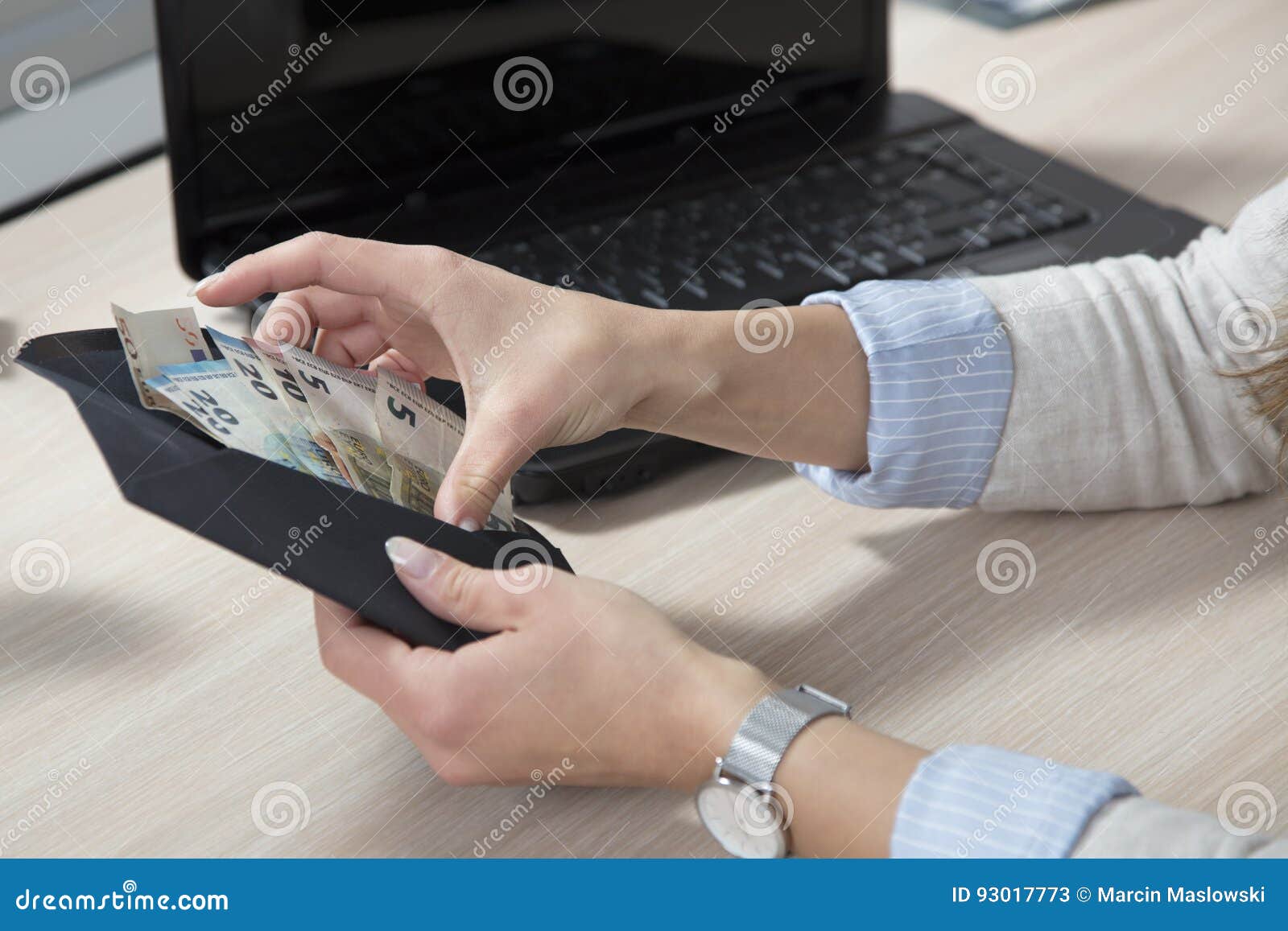 Counting the Bribe, a Black Envelope in the Hands of a Business Stock ...