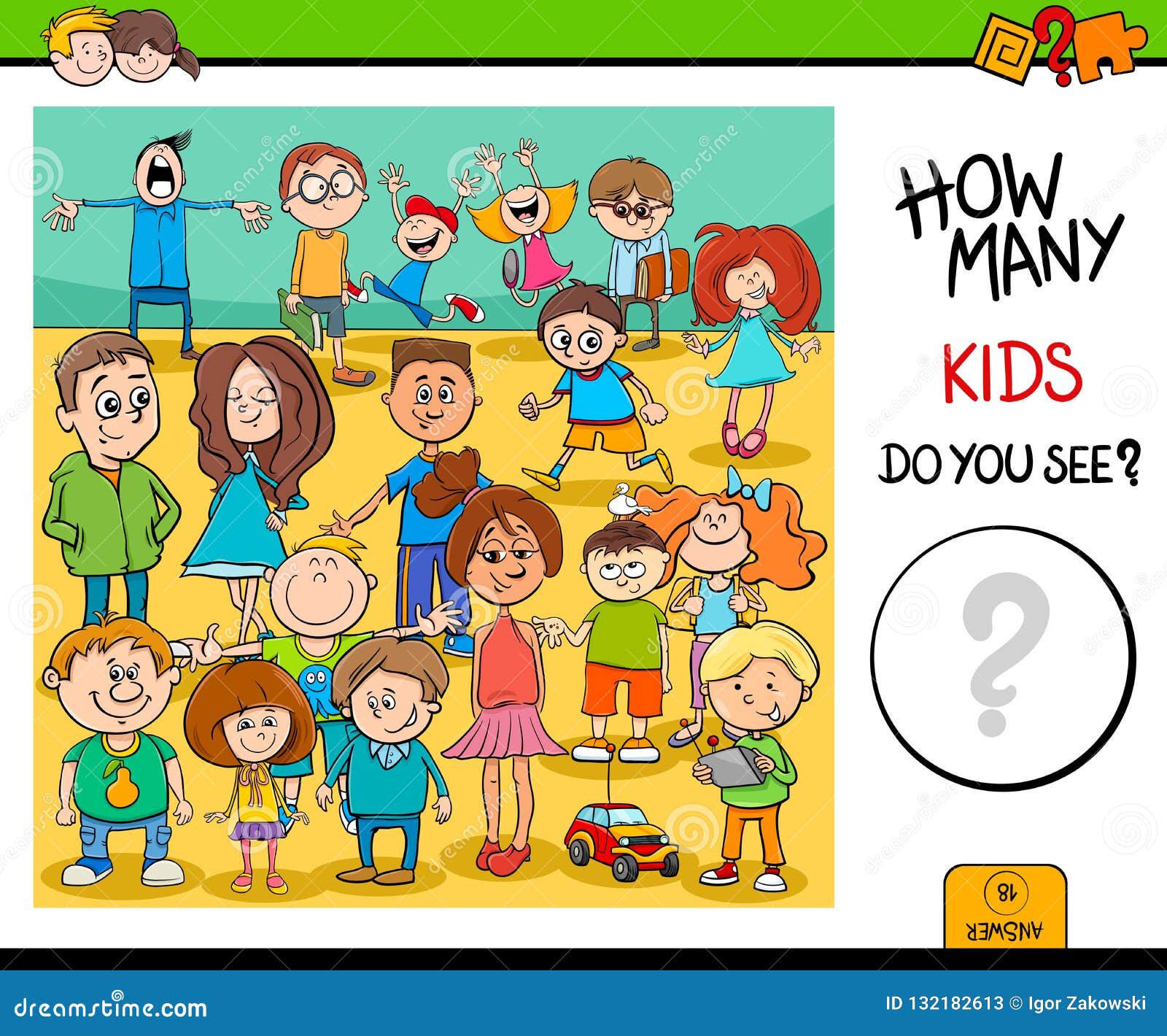 Counting Children Characters Educational Activity Stock Vector ...