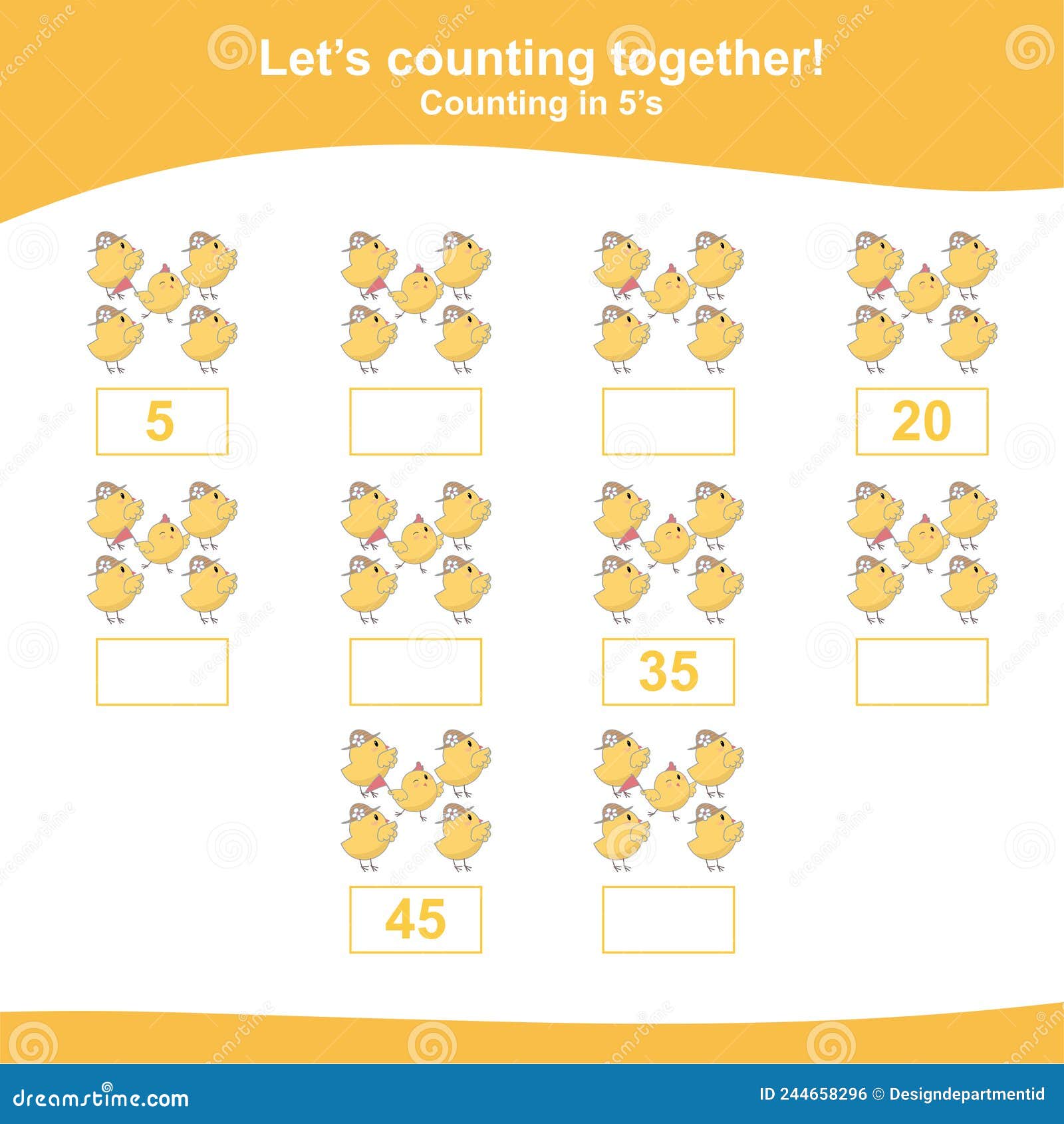 Counting in 5 stock vector. Illustration of activities - 244658296