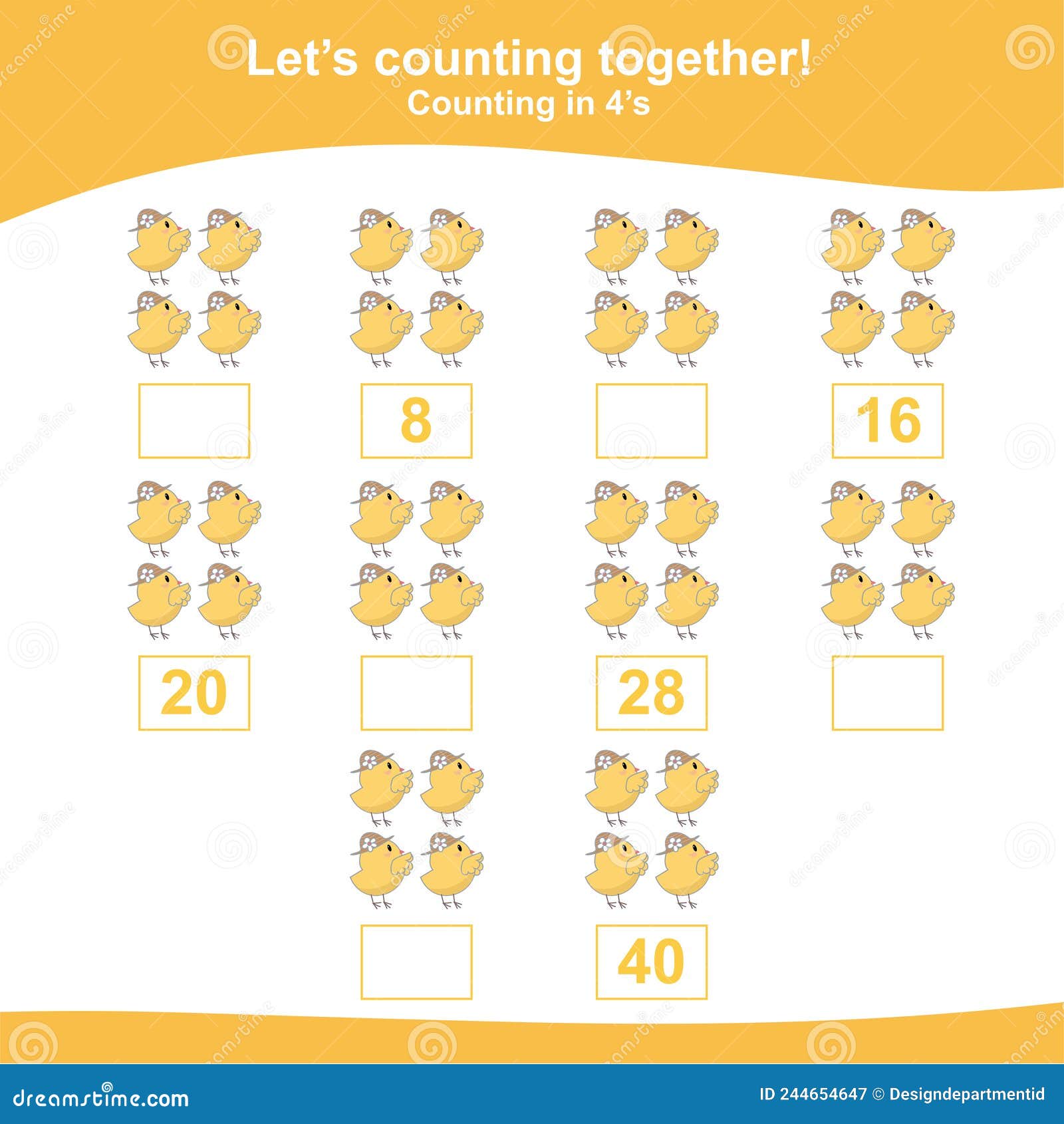 Counting in 4 stock vector. Illustration of collection - 244654647
