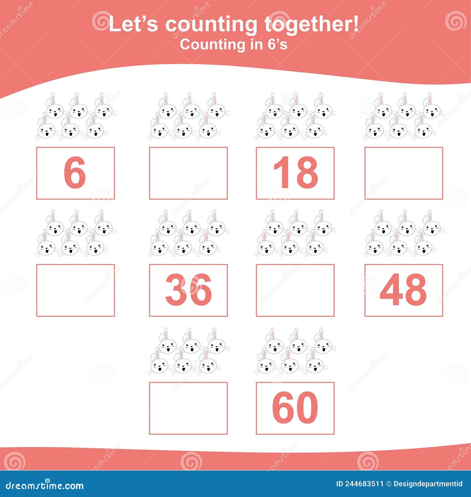 Counting in 6 stock vector. Illustration of worksheet - 244683511