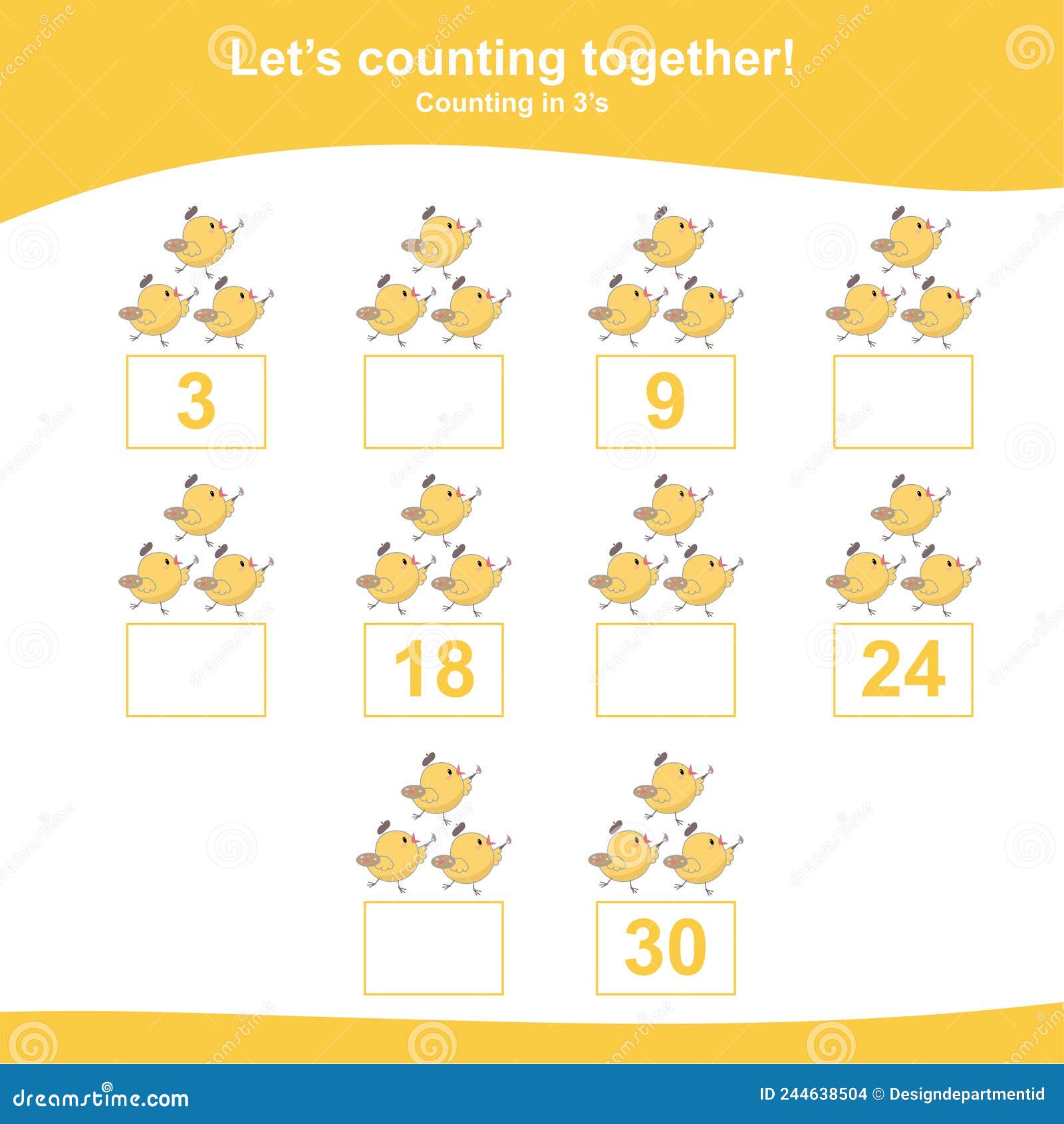 Counting in 3 stock vector. Illustration of motoric - 244638504