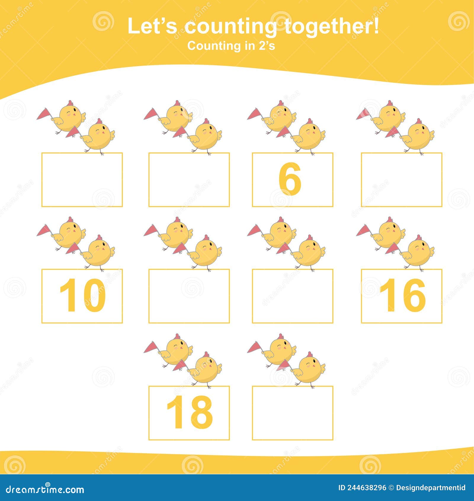 Counting in 2 stock vector. Illustration of kindergarten - 244638296