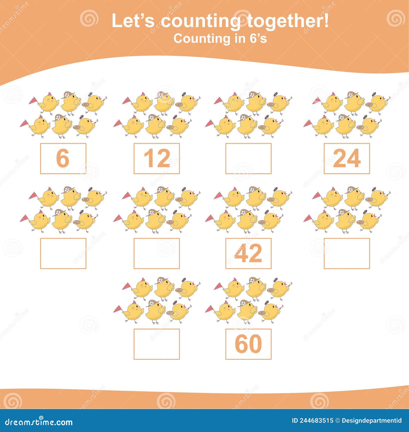 Counting in 6 s stock vector. Illustration of movement - 244683515