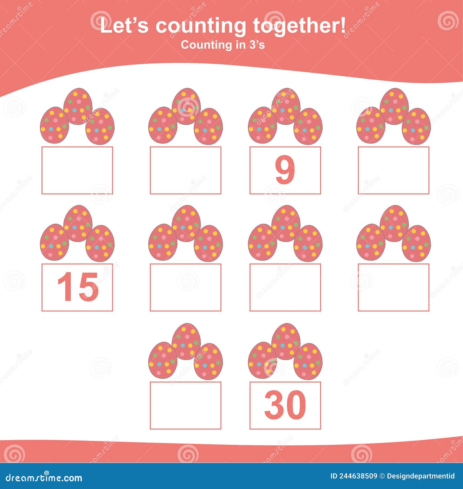 Counting in 3 stock vector. Illustration of movement - 244638509