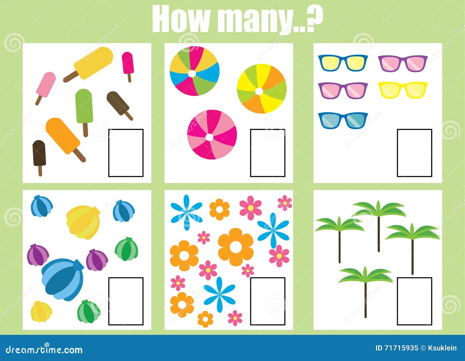 Counting Educational Children Game. How Many Objects Task Stock Vector ...