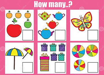 Counting Educational Children Game, Kids Activity. How Many Objects ...