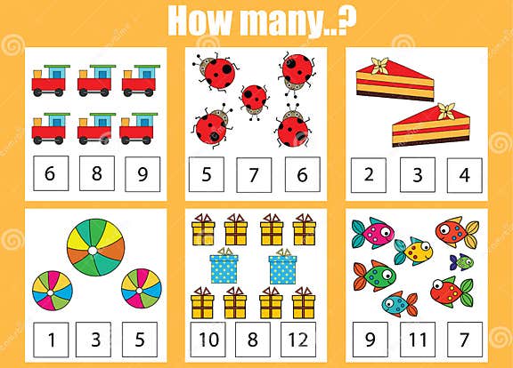 Counting Educational Children Game, Kids Activity. How Many Objects ...