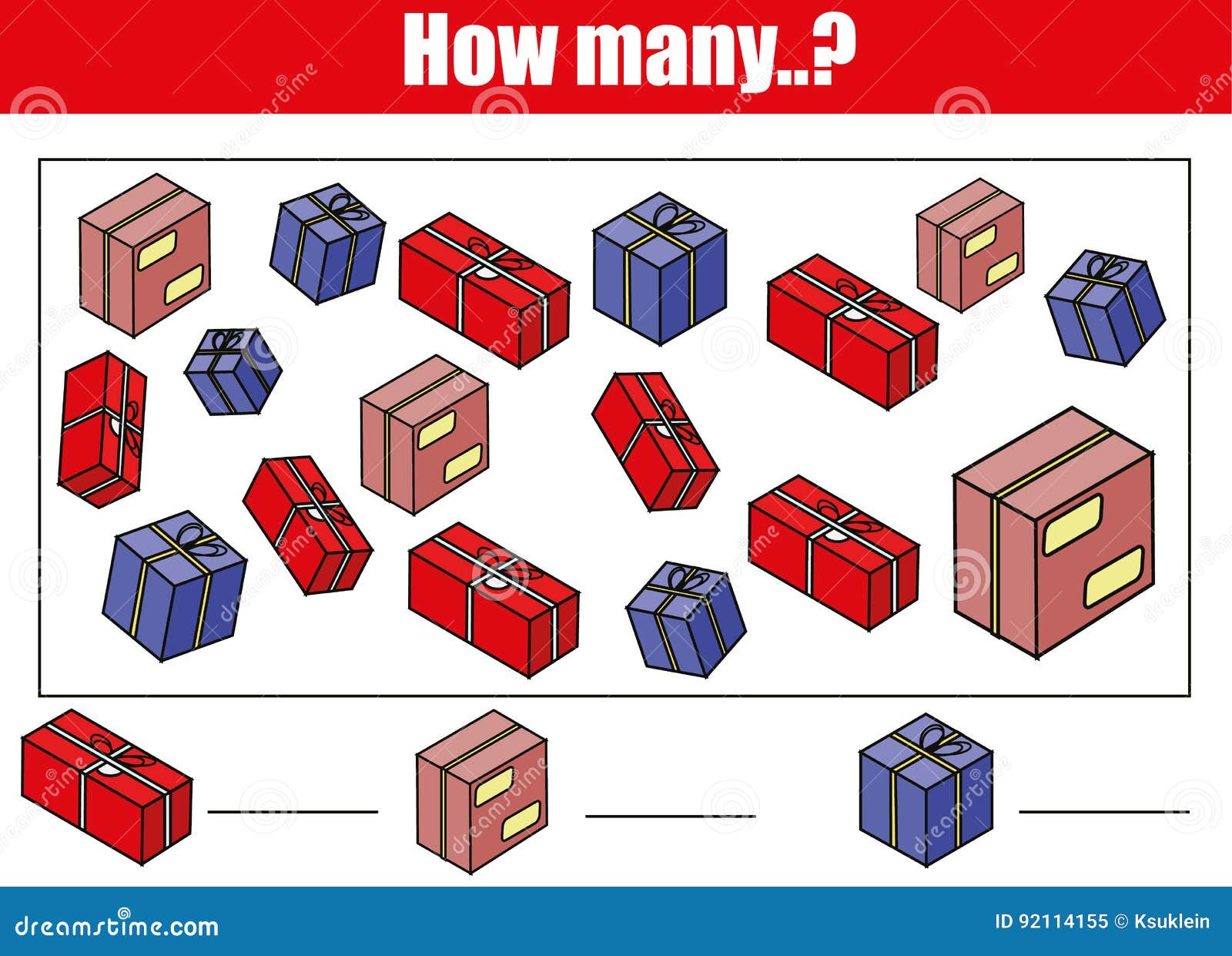 Counting Educational Children Game, Kids Activity. How Many Objects ...