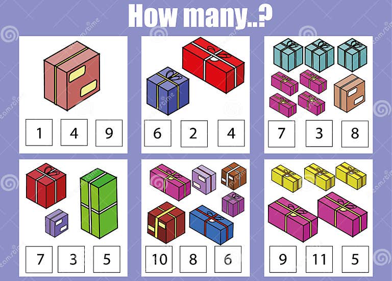 Counting Educational Children Game, Kids Activity. How Many Objects ...