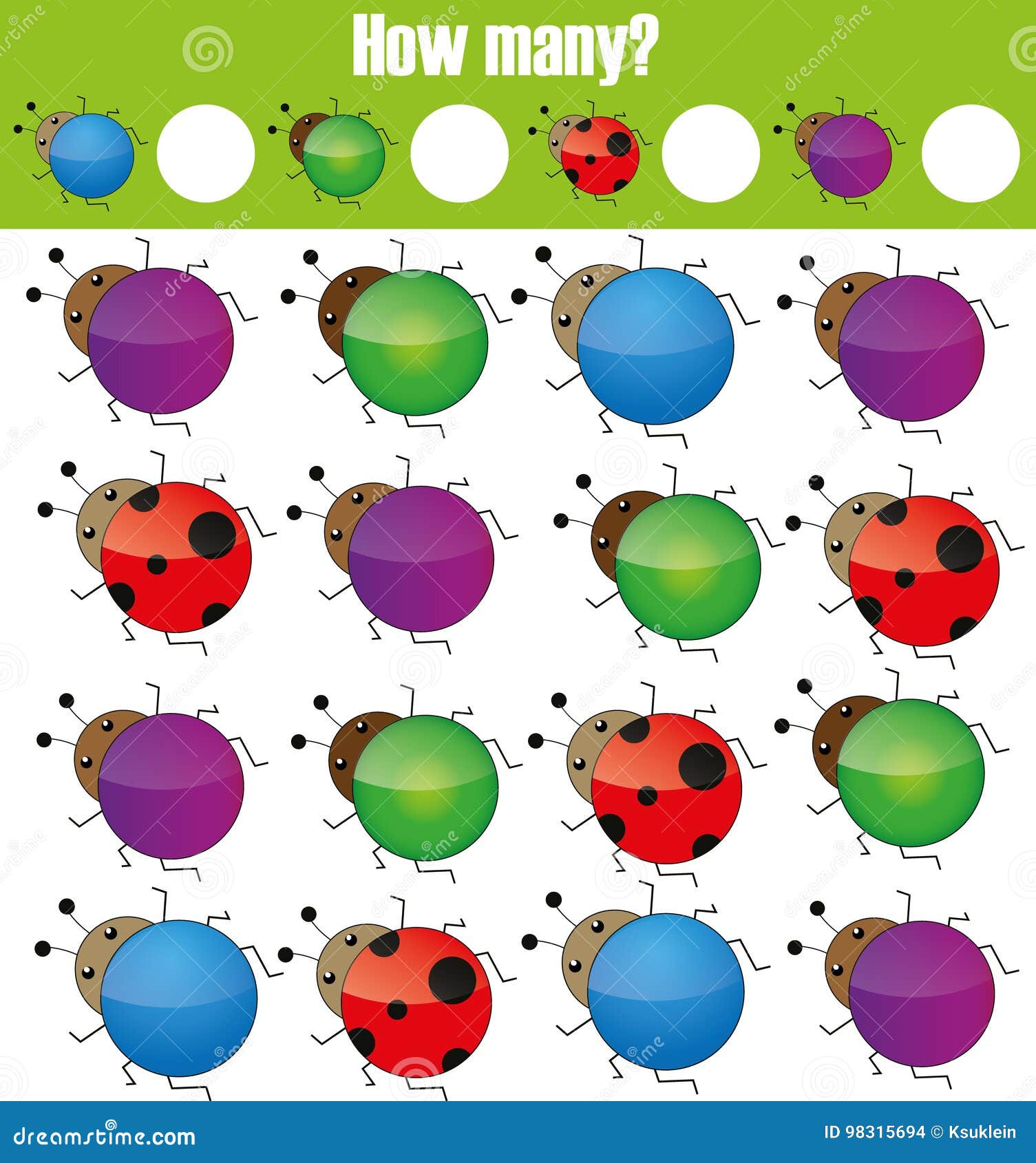 Counting Educational Children Game, Kids Activity. How Many Objects ...
