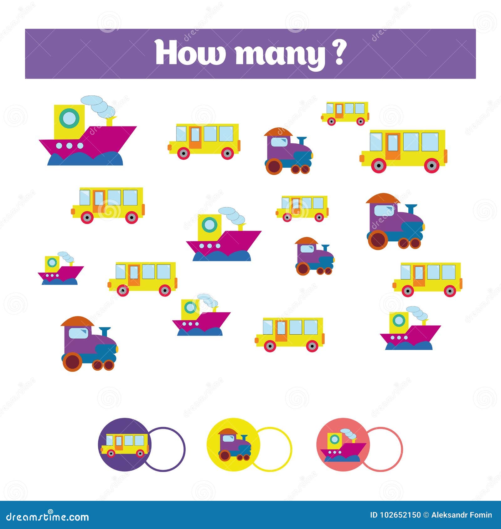 Counting Educational Children Game, Kids Activity Sheet. How Many ...