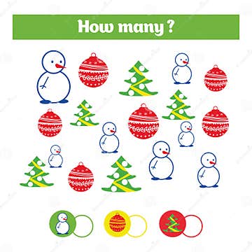 Counting Educational Children Game, Kids Activity Sheet. How Many ...
