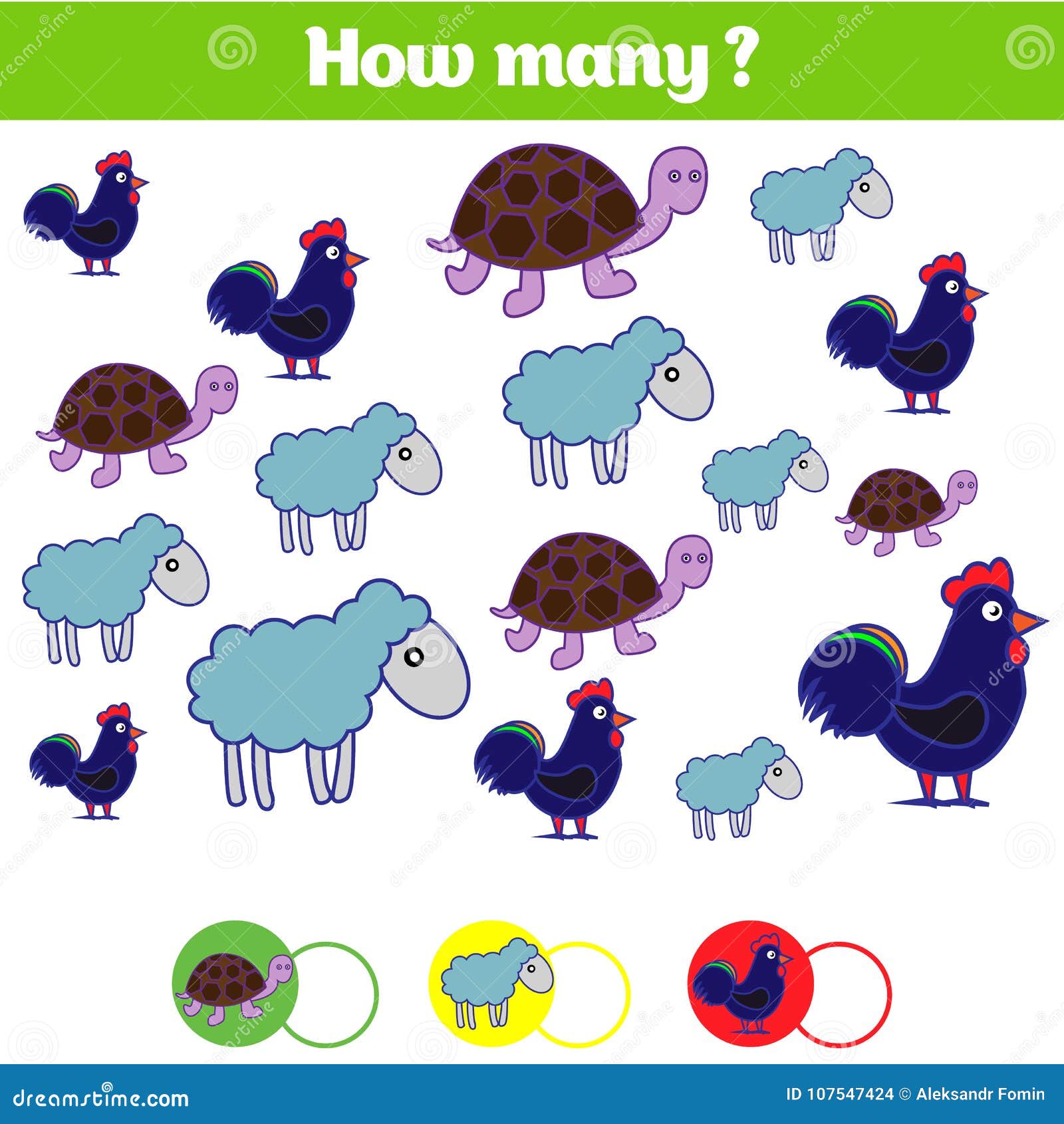 Counting Educational Children Game, Kids Activity Sheet. How Many ...