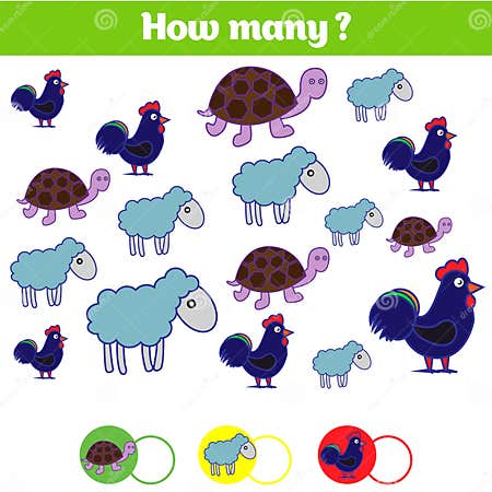 Counting Educational Children Game, Kids Activity Sheet. How Many ...