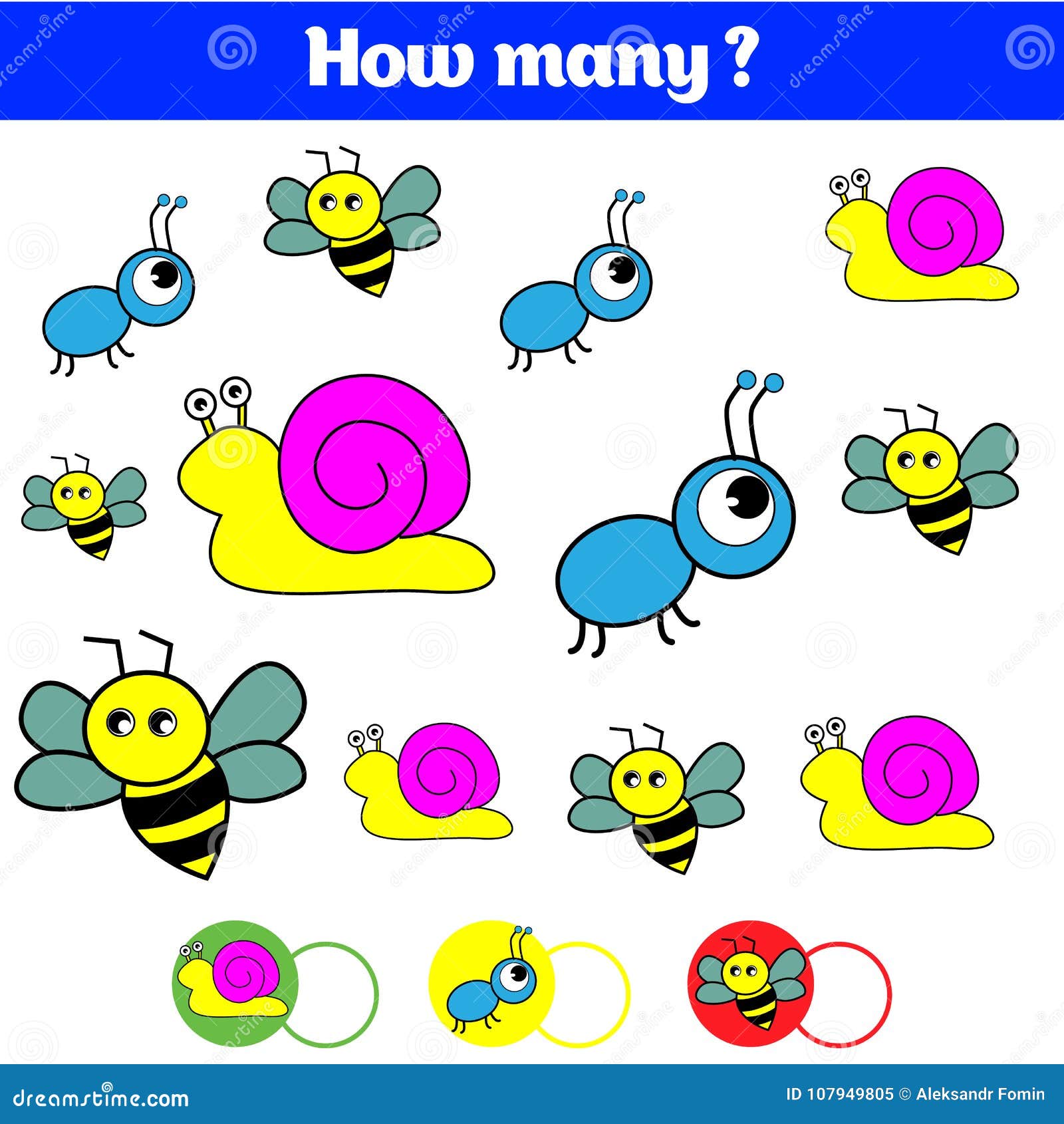 Counting Educational Children Game, Kids Activity Sheet. How Many ...