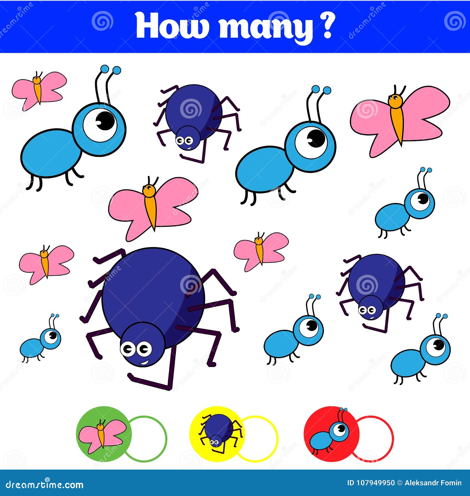 Counting Educational Children Game, Kids Activity Sheet. How Many ...