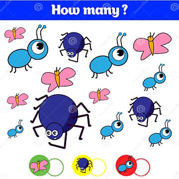 Counting Educational Children Game, Kids Activity Sheet. How Many ...