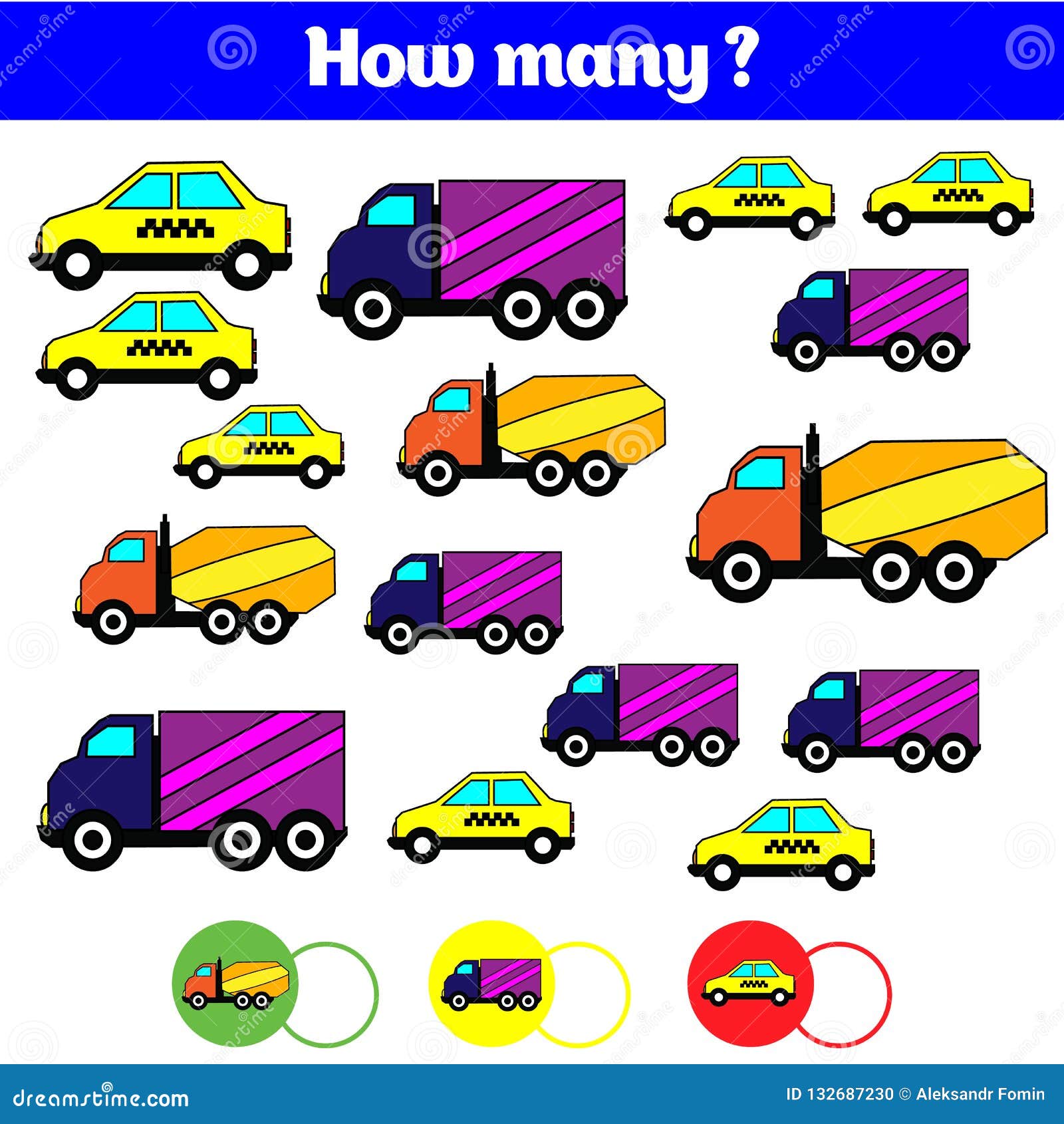 Counting Educational Children Game, Kids Activity Sheet. How Many ...
