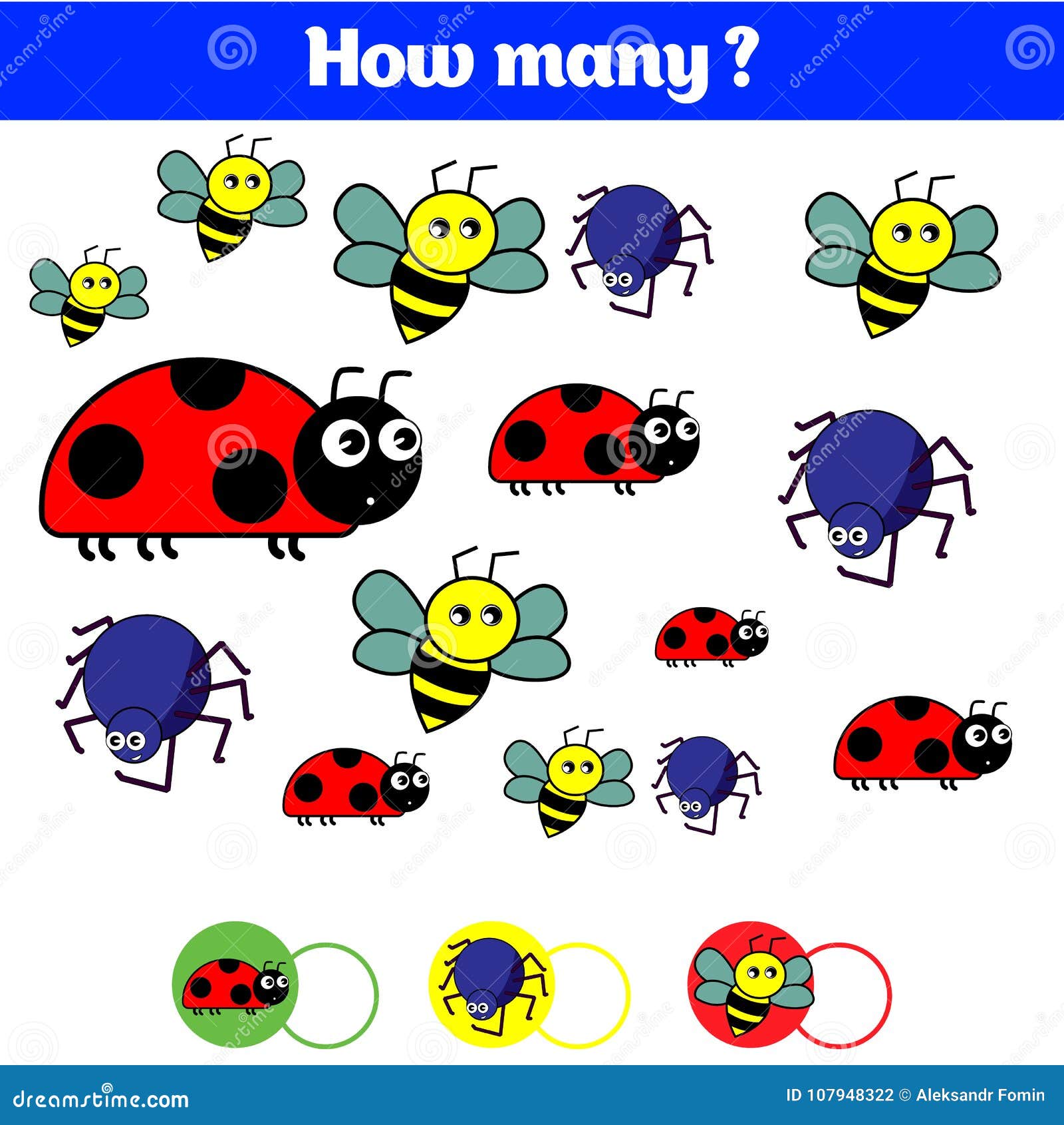 Counting Educational Children Game, Kids Activity Sheet. How Many ...