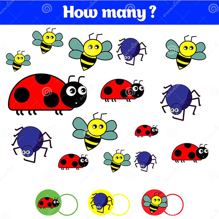 Counting Educational Children Game, Kids Activity Sheet. How Many ...