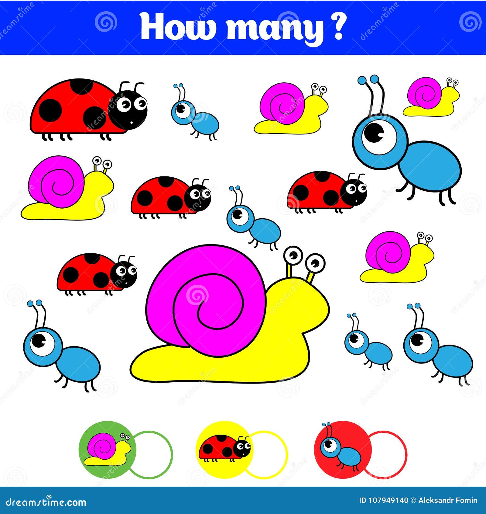 Counting Educational Children Game, Kids Activity Sheet. How Many ...