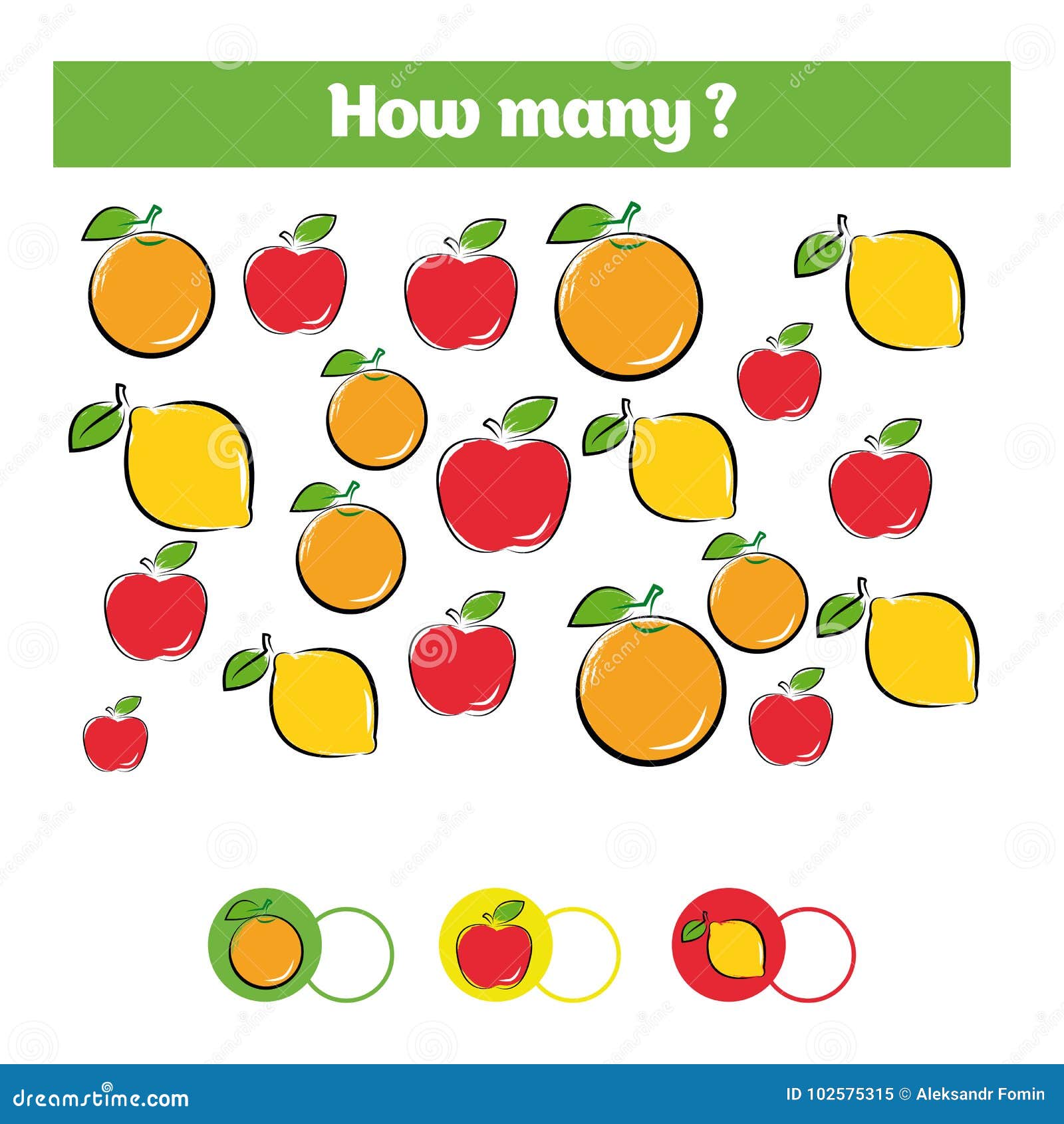 Counting Educational Children Game, Kids Activity Sheet. How Many ...