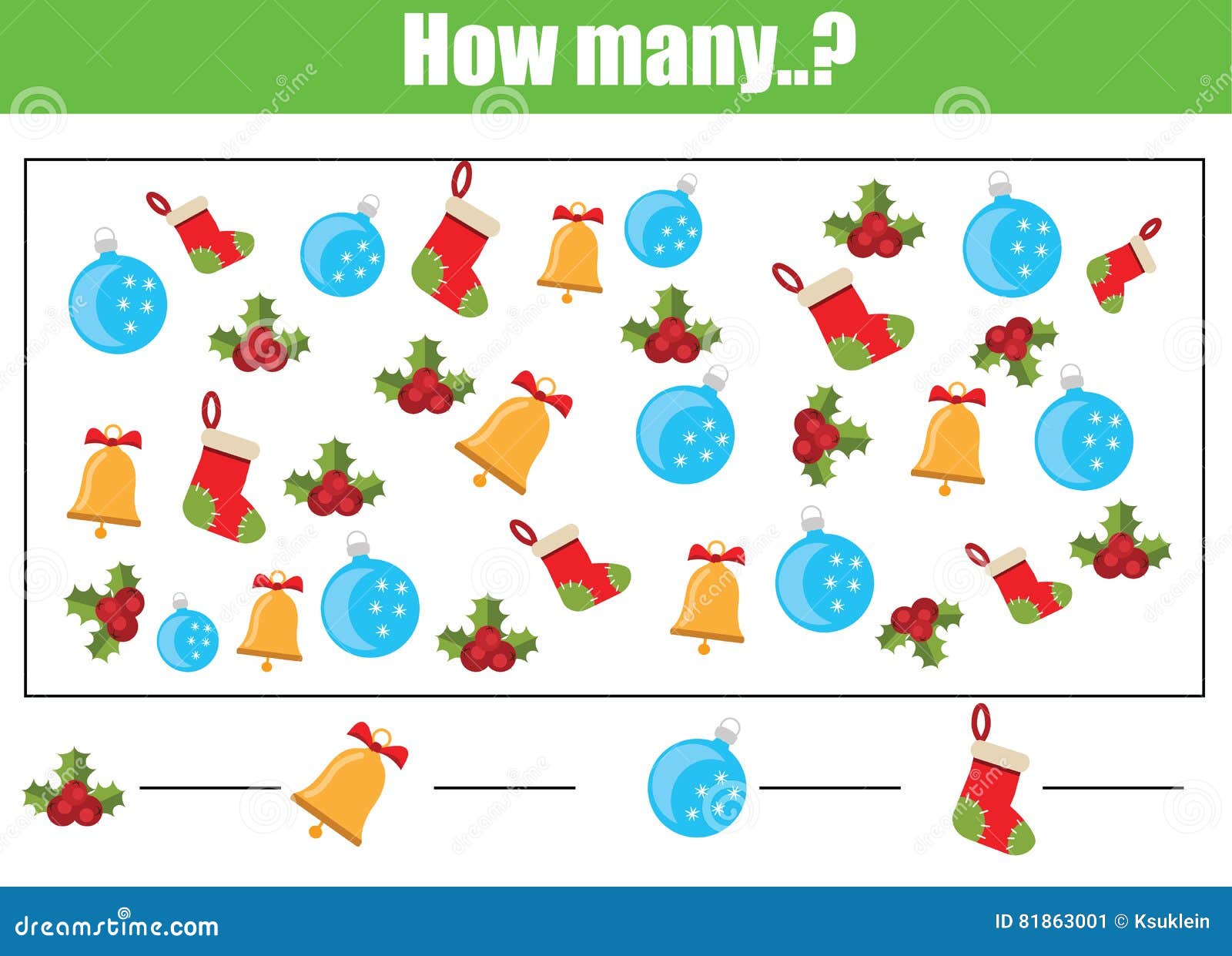 Counting Educational Children Game, Kids Activity Worksheet. Stock ...