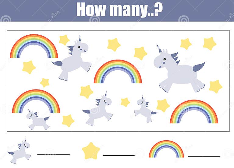 Counting Educational Children Game, Kids Activity Worksheet. How Many ...