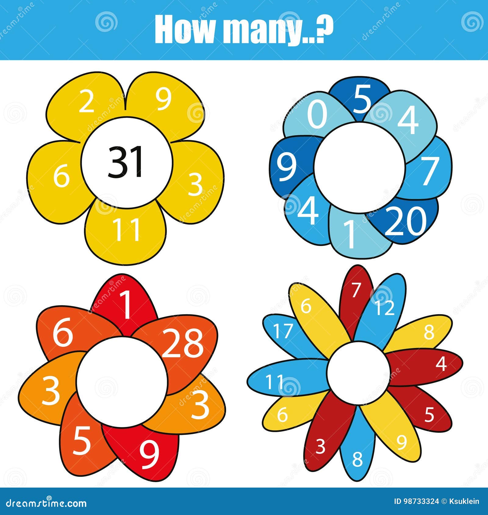 Counting Educational Children Game, Kids Activity Worksheet. How Many ...