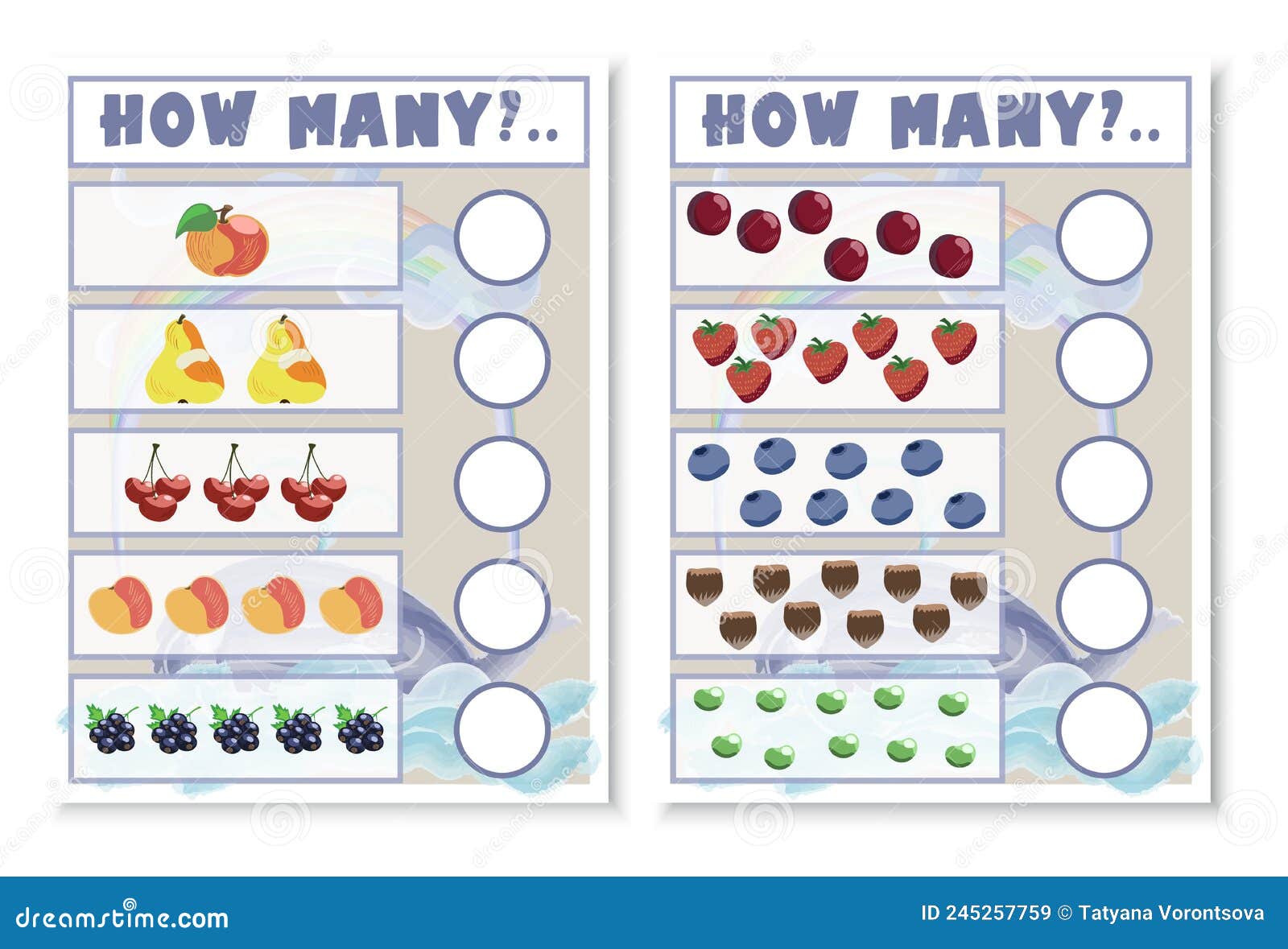 Counting Educational Children Game, Math Activity Sheet. How Many ...