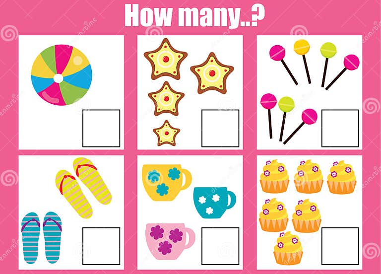 Counting Educational Children Game, Math Kids Activity. How Many ...