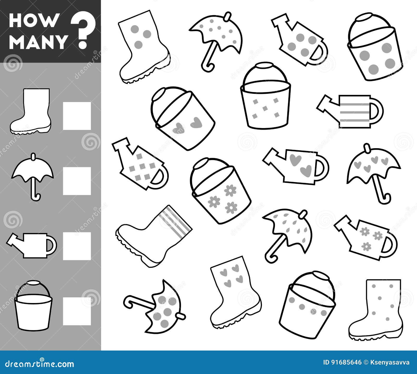 Counting Game for Children. Count How Many Items Stock Vector ...