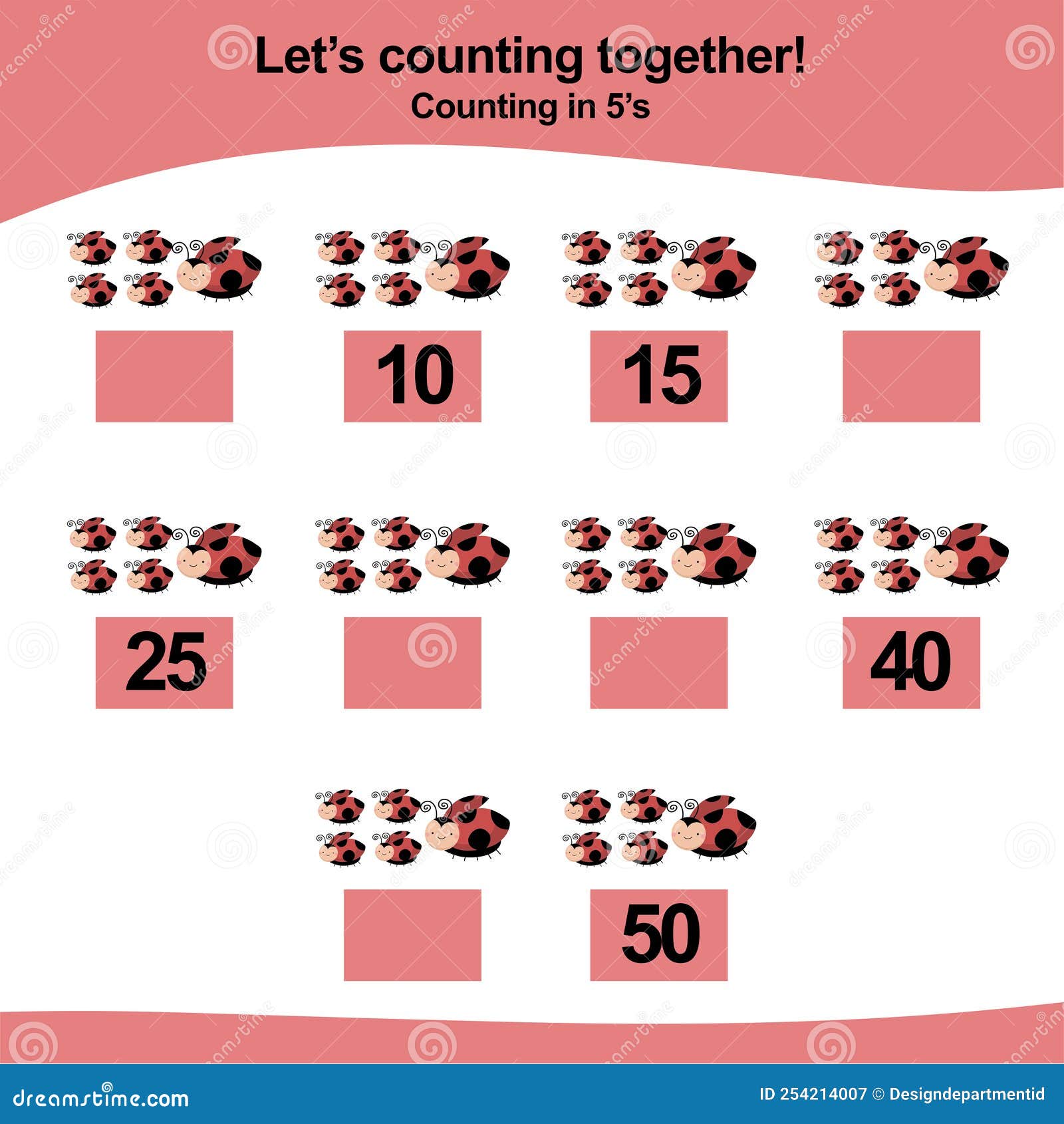 Counting in 5 S. Educational Printable Math Worksheet Stock Vector ...