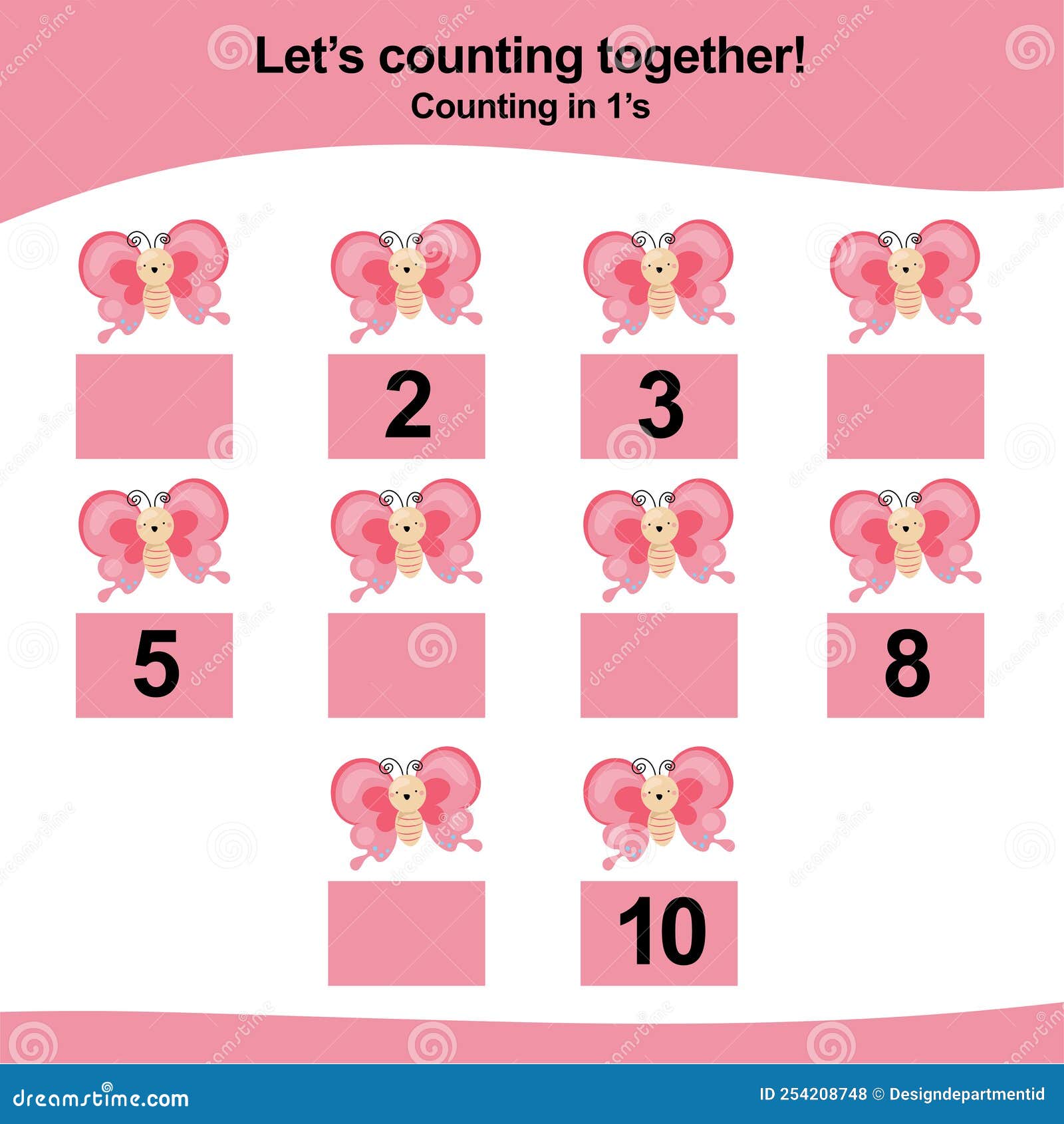 Counting in 1 S. Educational Printable Math Worksheet Stock Vector ...