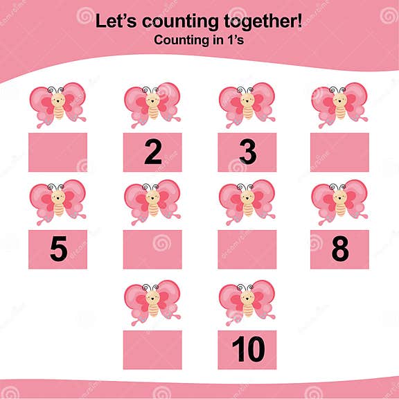 Counting in 1 S. Educational Printable Math Worksheet Stock Vector ...
