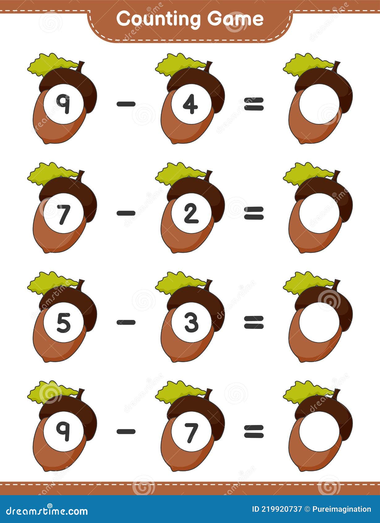 Counting Game, Count the Number of Acorn and Write the Result ...