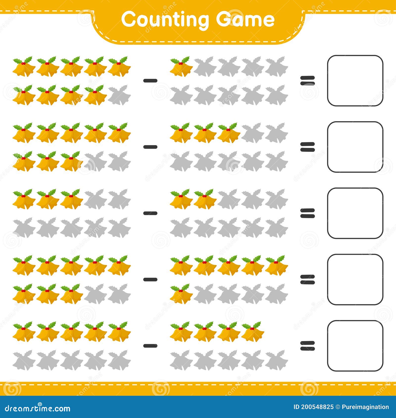 Counting Game, Count the Number of Christmas Bell and Write the Result ...