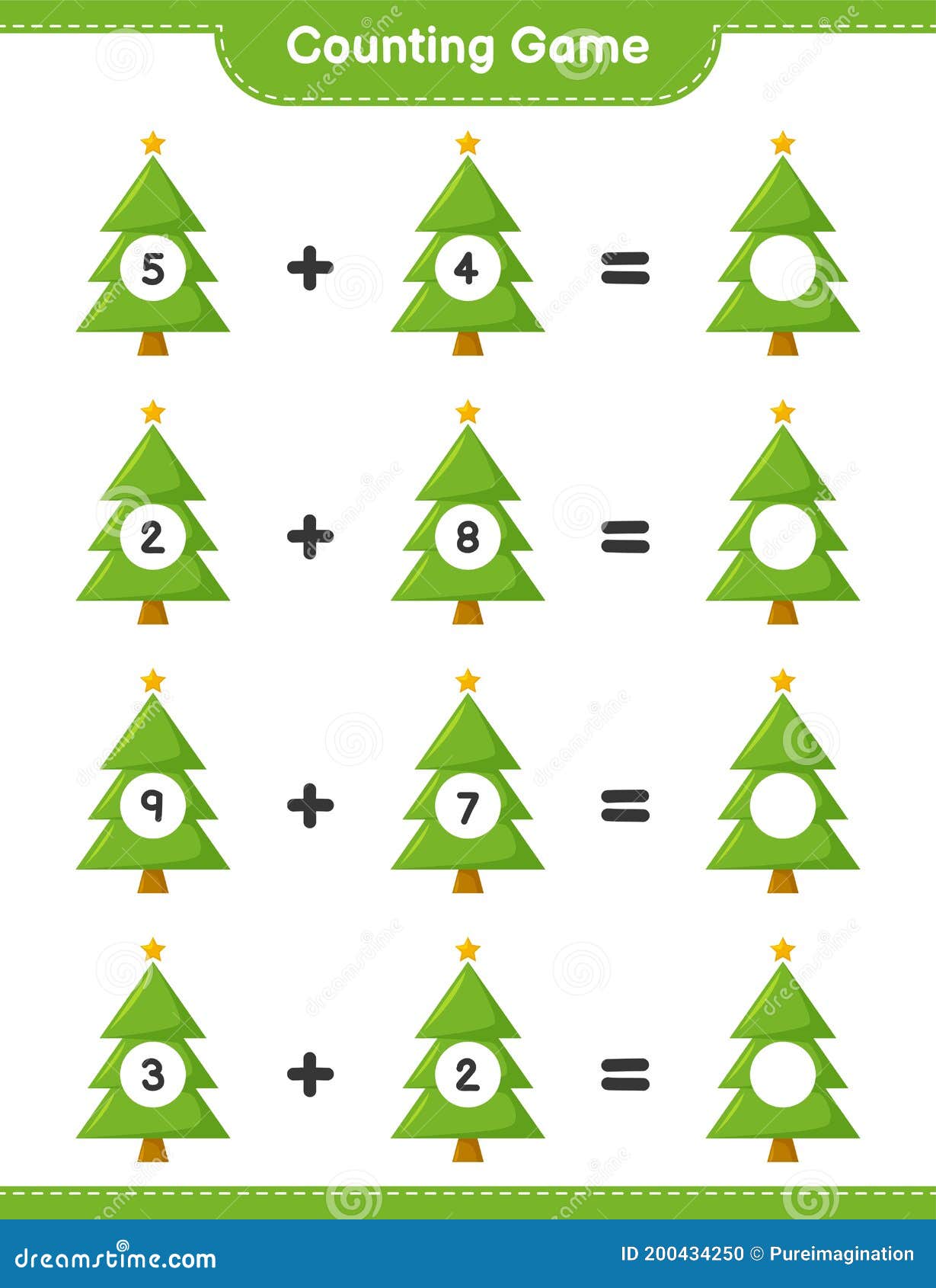 Counting Game, Count the Number of Christmas Tree and Write the Result ...