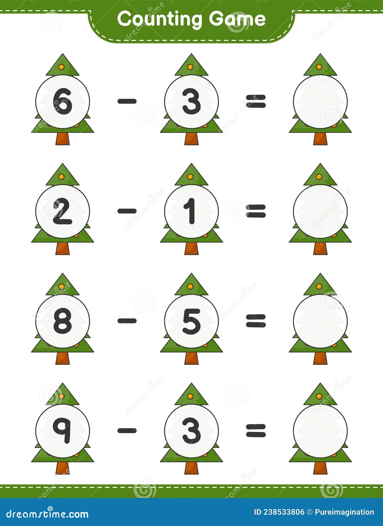 Counting Game, Count the Number of Christmas Tree and Write the Result ...