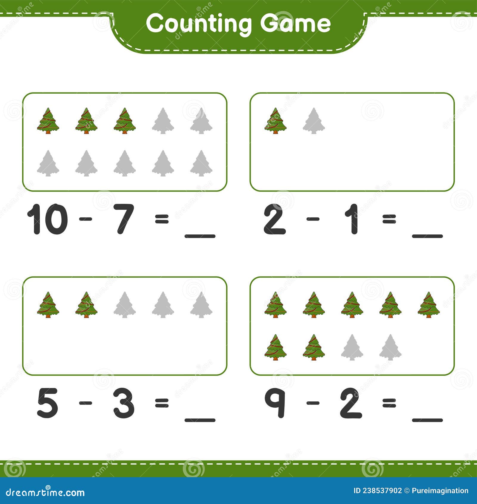 Counting Game, Count the Number of Christmas Tree and Write the Result ...