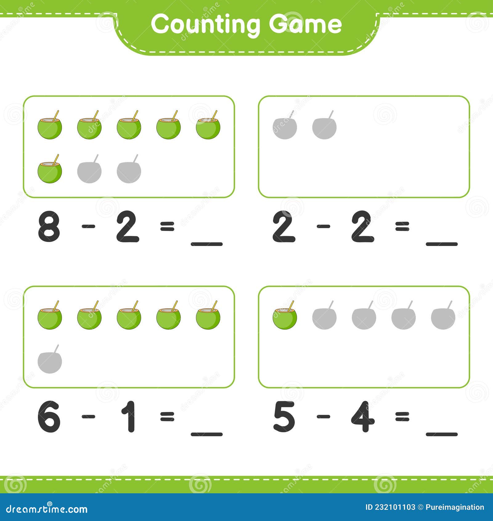Counting Game, Count the Number of Coconut and Write the Result ...