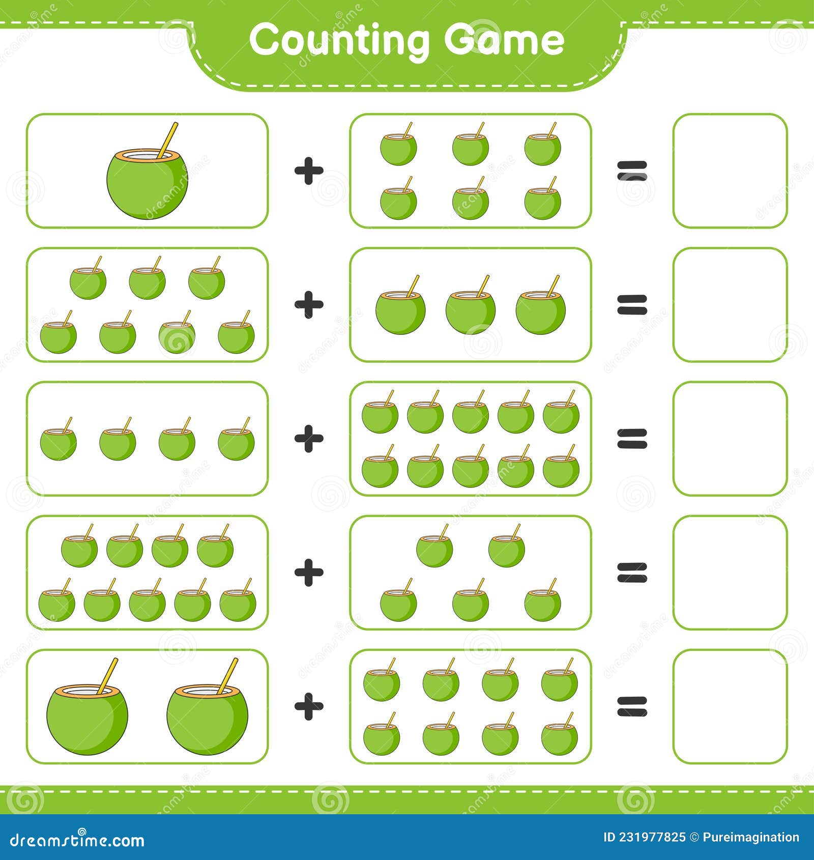Counting Game, Count the Number of Coconut and Write the Result ...